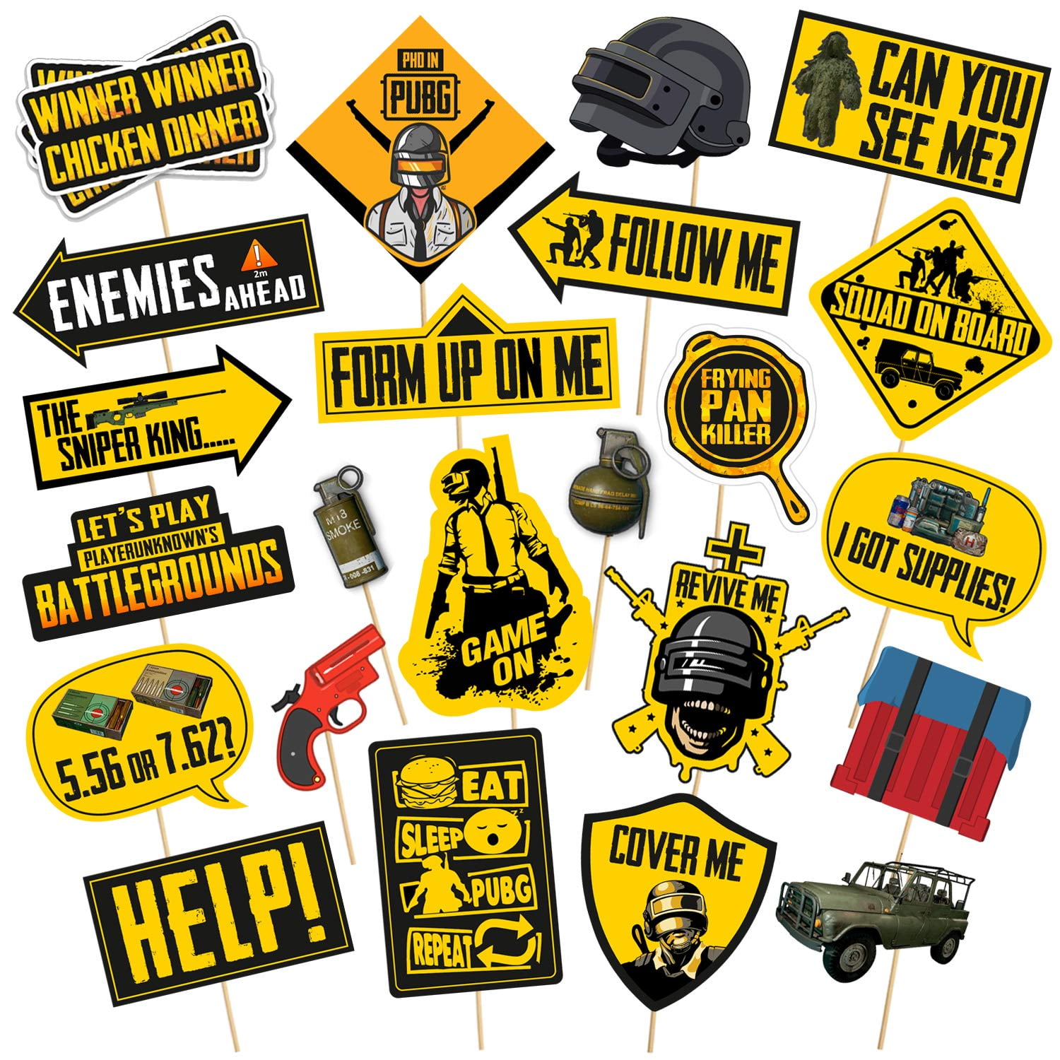 23 Pcs Pubg birthday Photobooth Props for Party Supplies / Kids ...