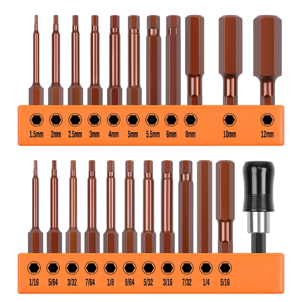 23 Piece Hex Shank Allen Wrench Key Drill Bit Set S2 Quick Change ...
