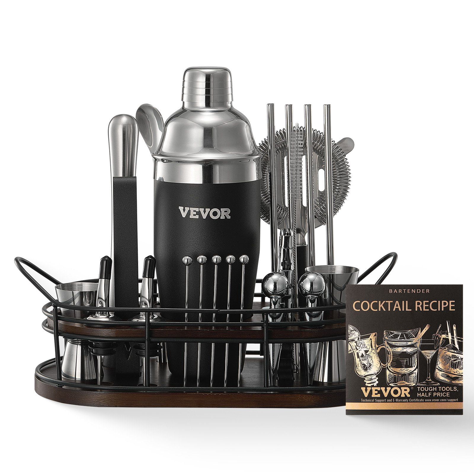 23-Piece Mixology Kit, Stainless Steel Cocktail Shaker Set & Bar Tools ...