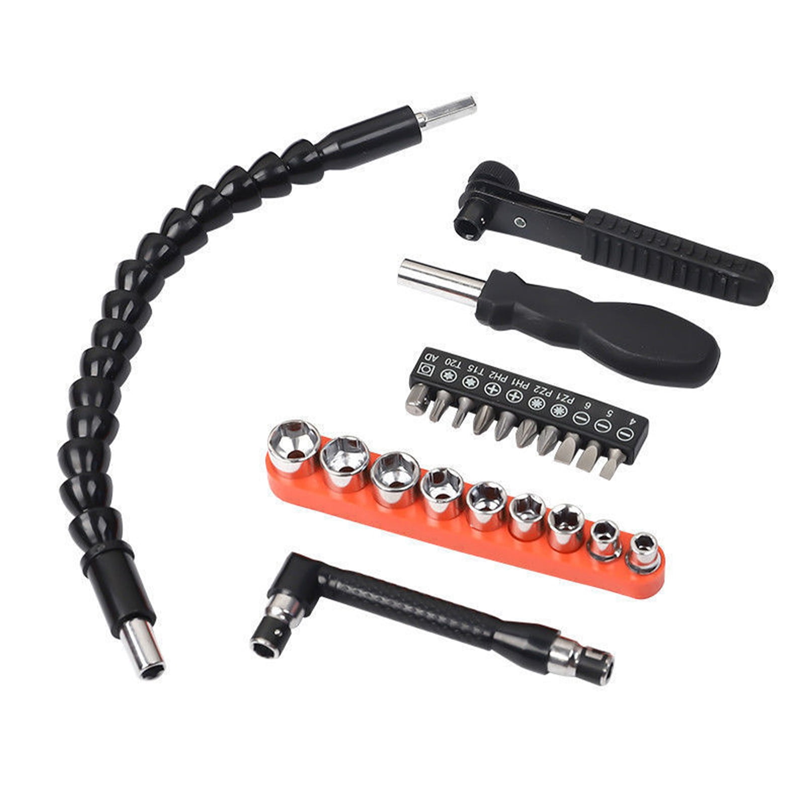 23-Piece Screwdriver Bit Set with Flexible Extension Shaft and Socket ...