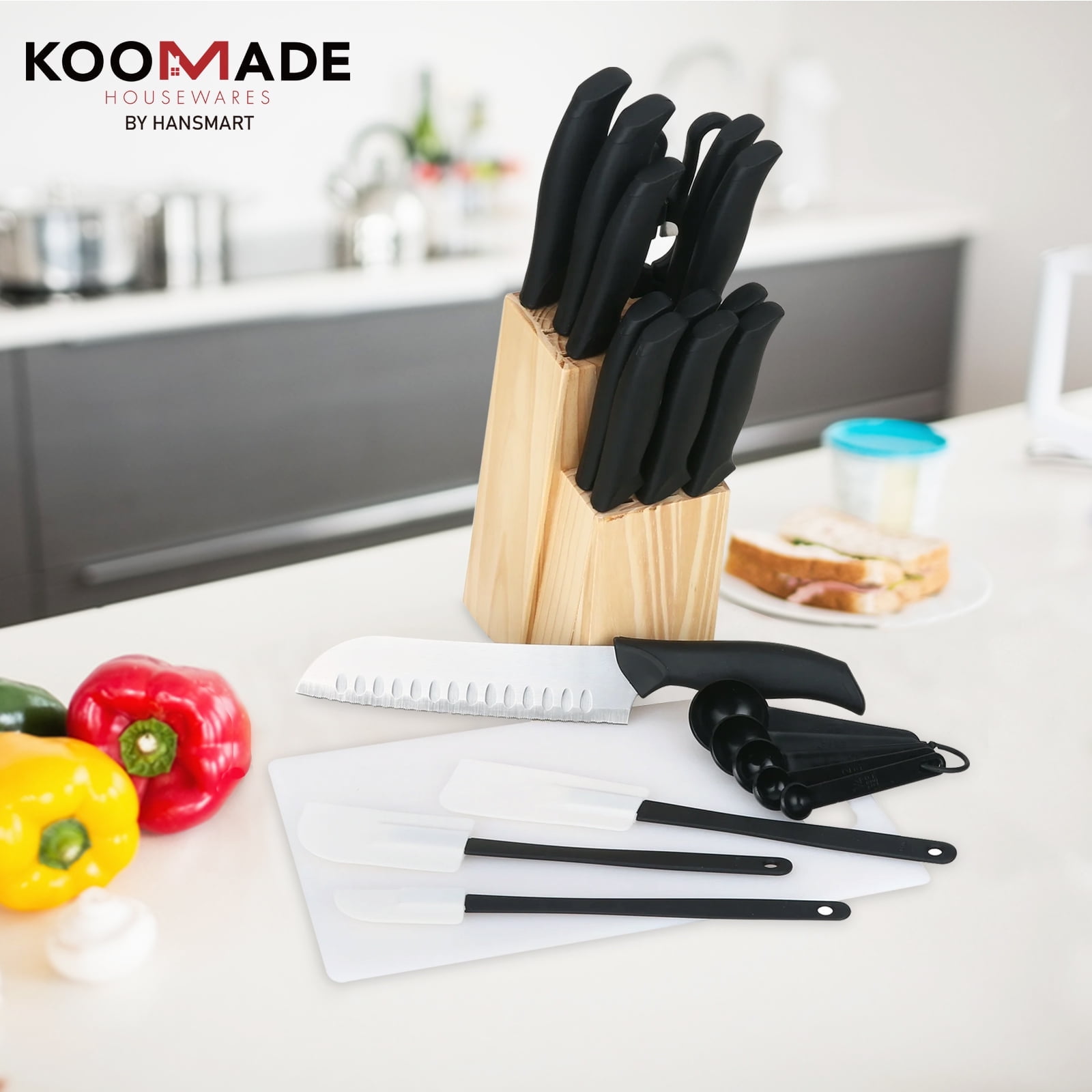 23 Piece Stainless Steel Kitchen Knife Kitchen Tool Set with Shears ...
