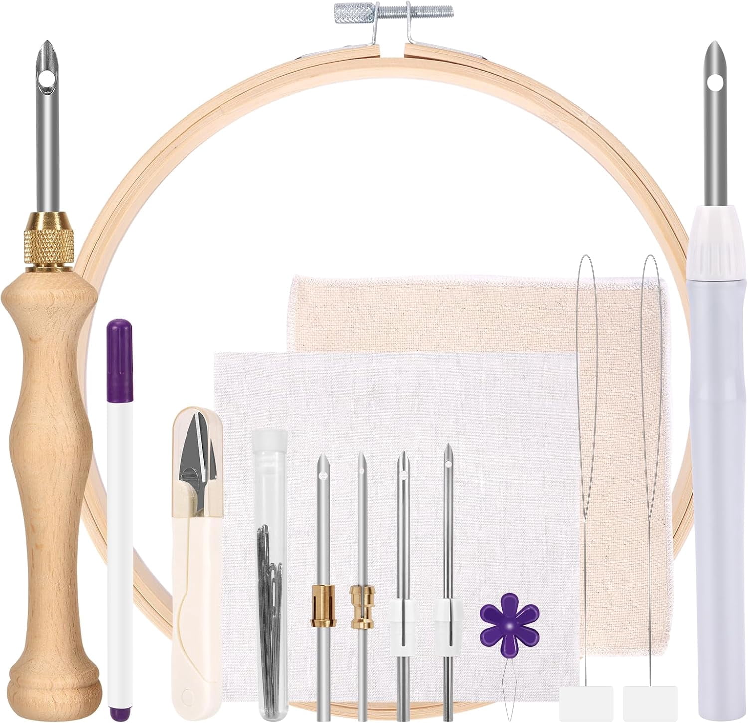 23 Pieces Punch Needle Kit, 2 Type Punch Needle Tool for Adults ...