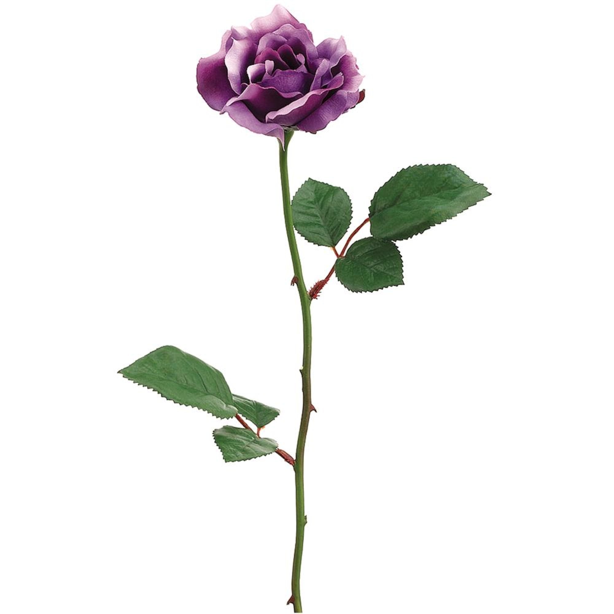 Long Stem Artificial Blooming Rose Spray - 23" - Purple - Walmart.com
