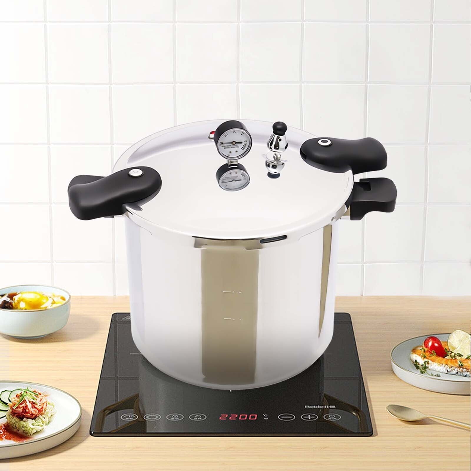 22L Large Pressure Canner Cooker Kitchen Cookware with Gauge Release ...