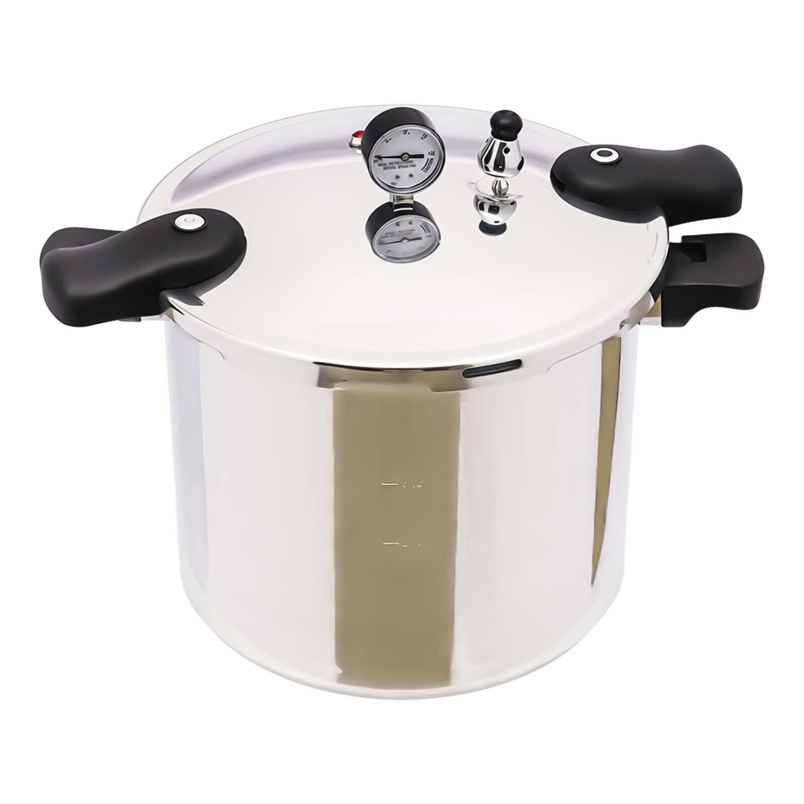 23 Quart Aluminum Pressure Canner w/ Gauge Release Valve Silver Large ...