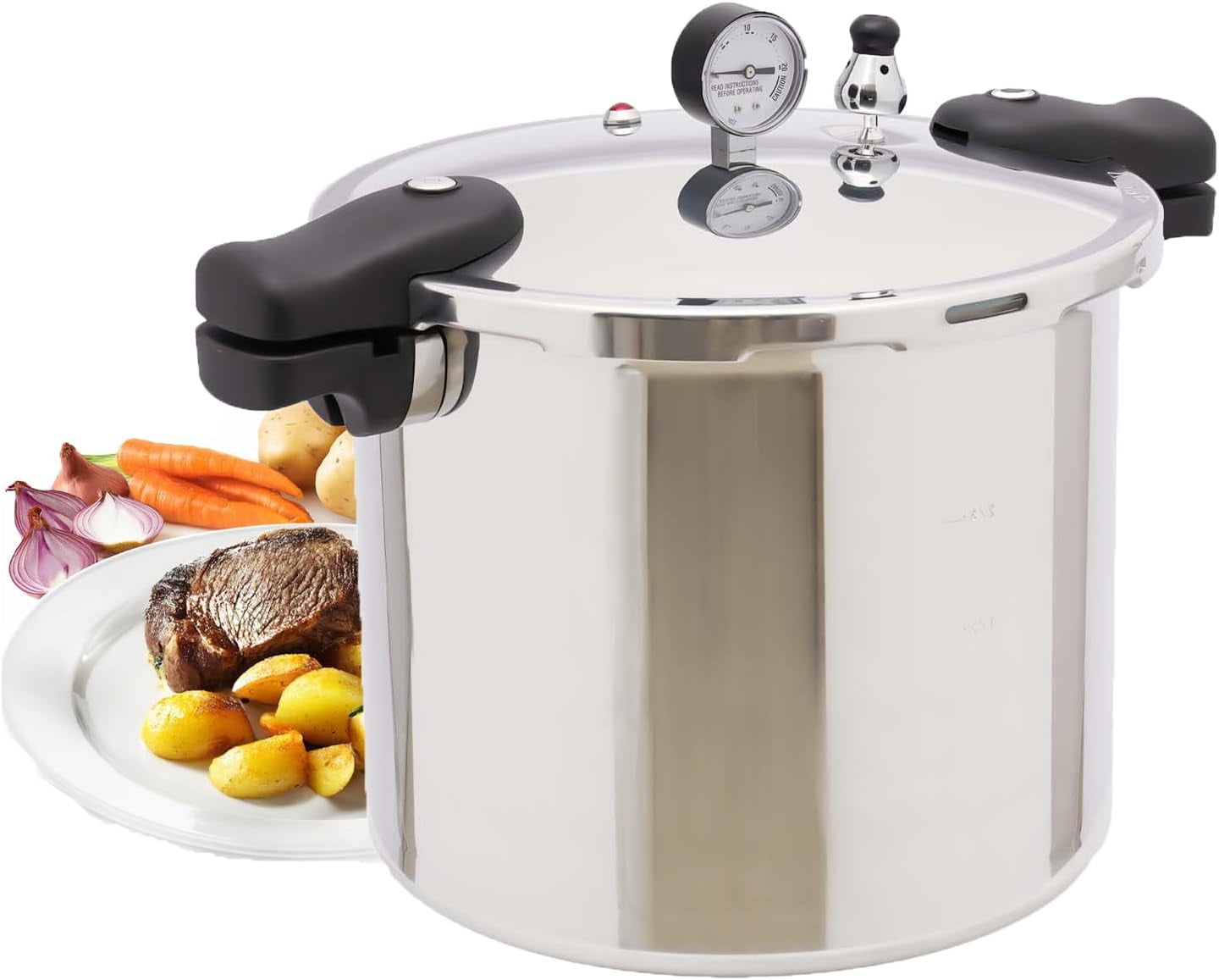 23 Quart Pressure Cooker, Large Pressure Canner, Pressure Gauge ...