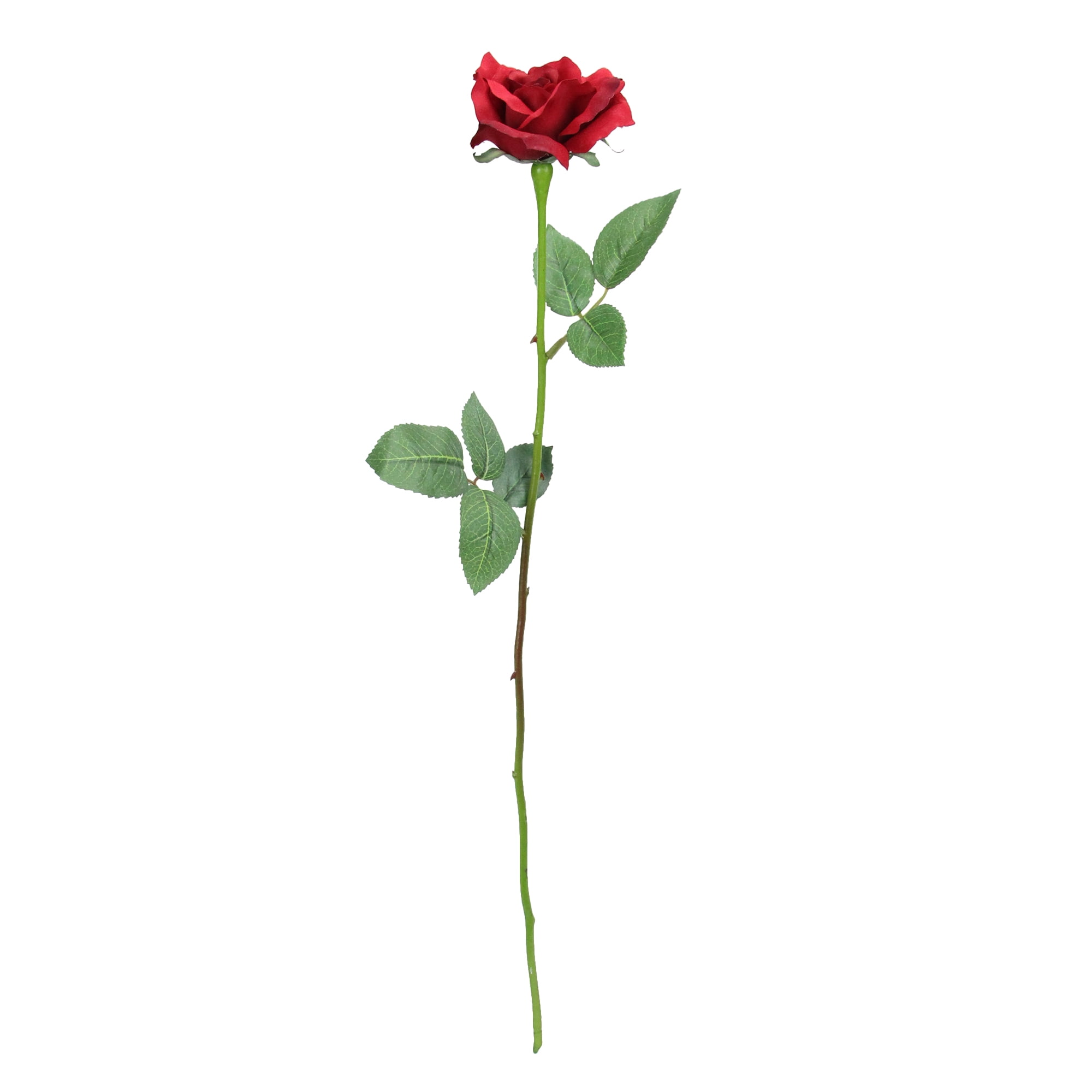 23" Red Long Stem Artificial Blooming Rose Pick - Walmart.com