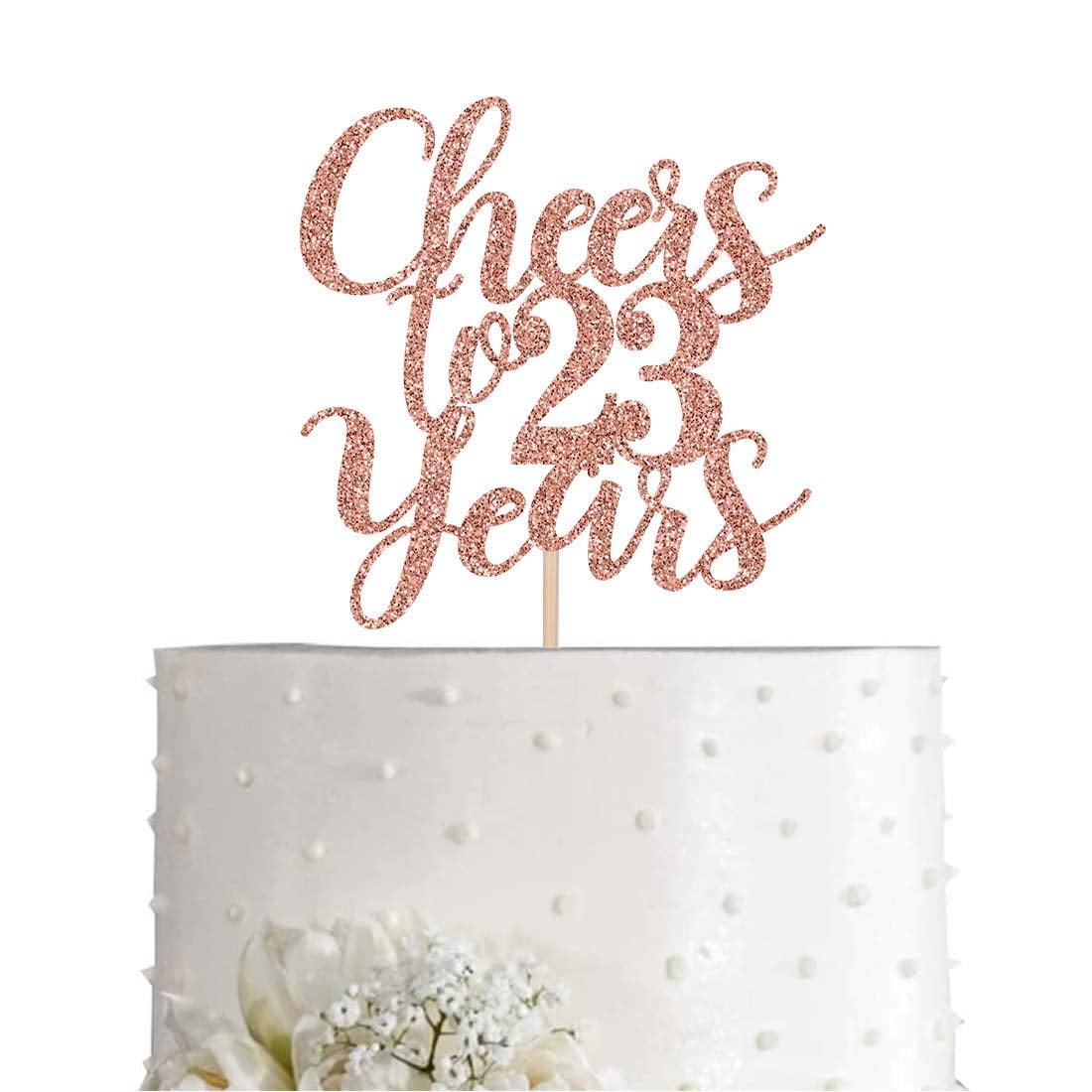 23 Rose Gold Glitter Cheers to 23 H2FSDYears Cake Topper, Happy 23rd ...