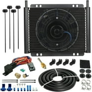 8 Row Engine Transmission Oil Cooler Electric Fan 6AN Temp Switch Kit ...