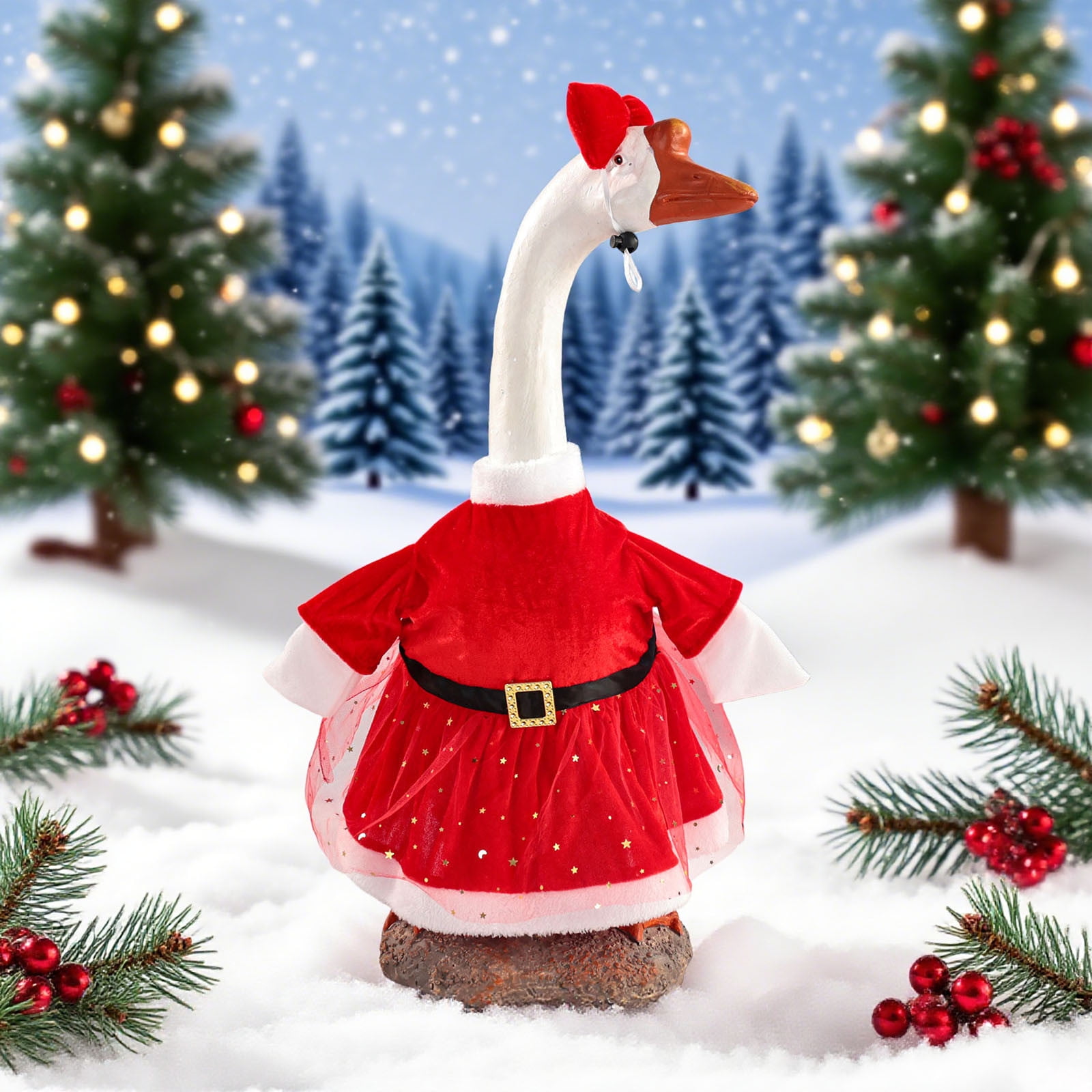 23" Santa Goose Christmas Decoration - Festive Red Costume with White ...