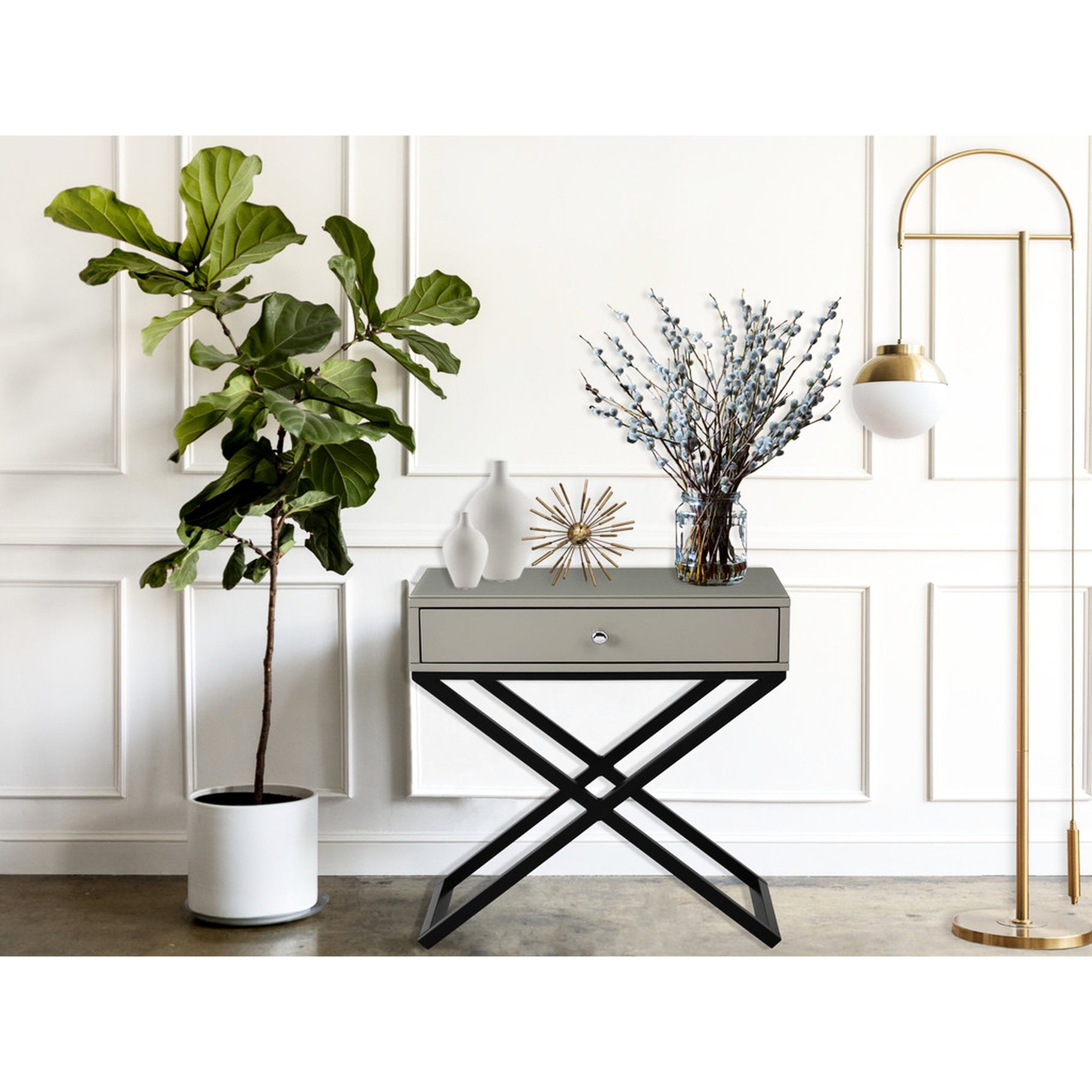 23" Side Table with MDF Tabletop and Metal Base / Meets Different Needs ...