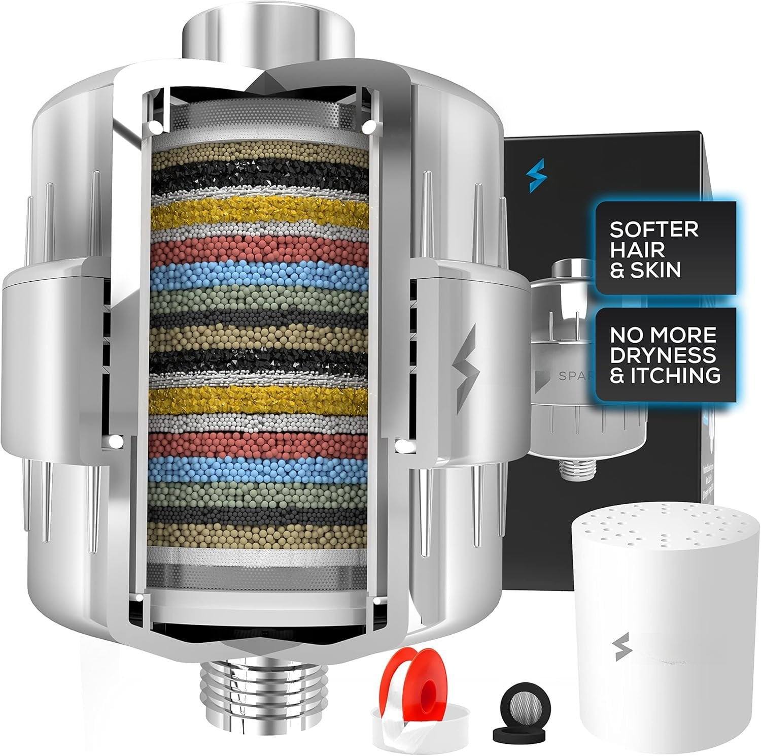 23 Stage Shower Filter for Dry Hair and - High Output Universal Shower ...