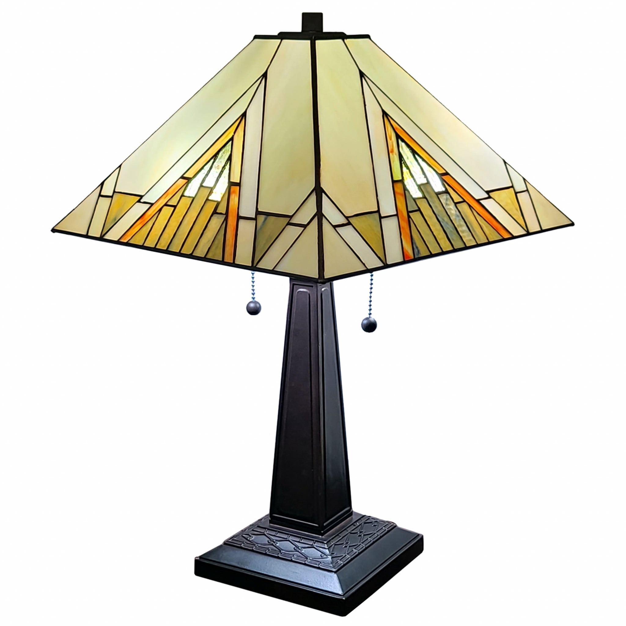 23" Stained Glass Pyramid Style Two Light Mission Style Table Lamp ...