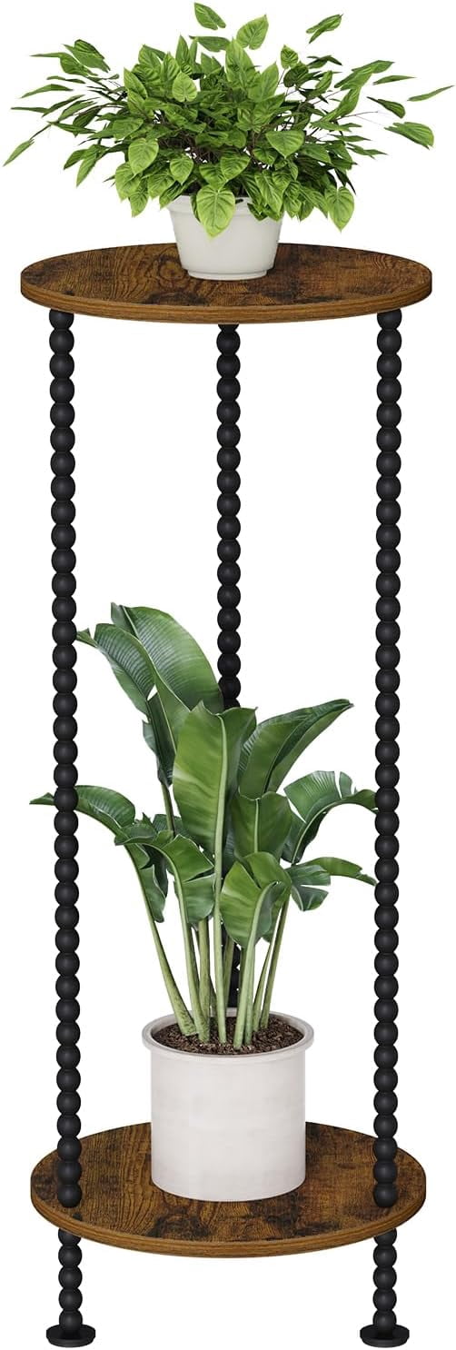 23" Tall 2 Tier Metal Plant Stand, Spindle Pole Corner Holder Indoor ...