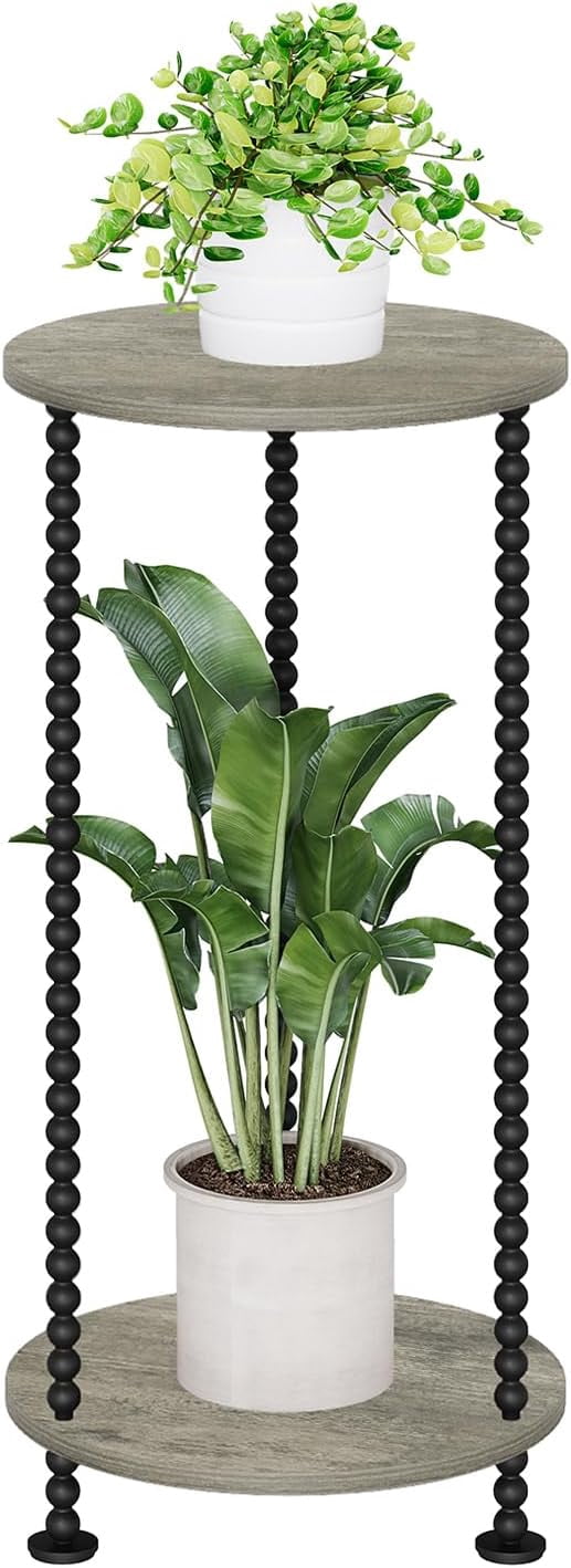 23" Tall 2 Tier Metal Plant Stand, Spindle Pole Corner Holder Indoor ...
