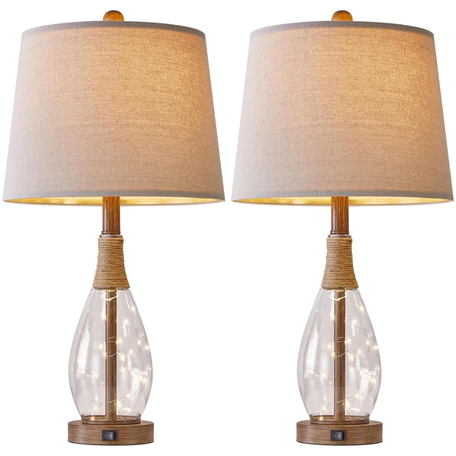23" USB A+C Modern Bedside Lamp, Set of 2, Vintage Farmhouse Style ...