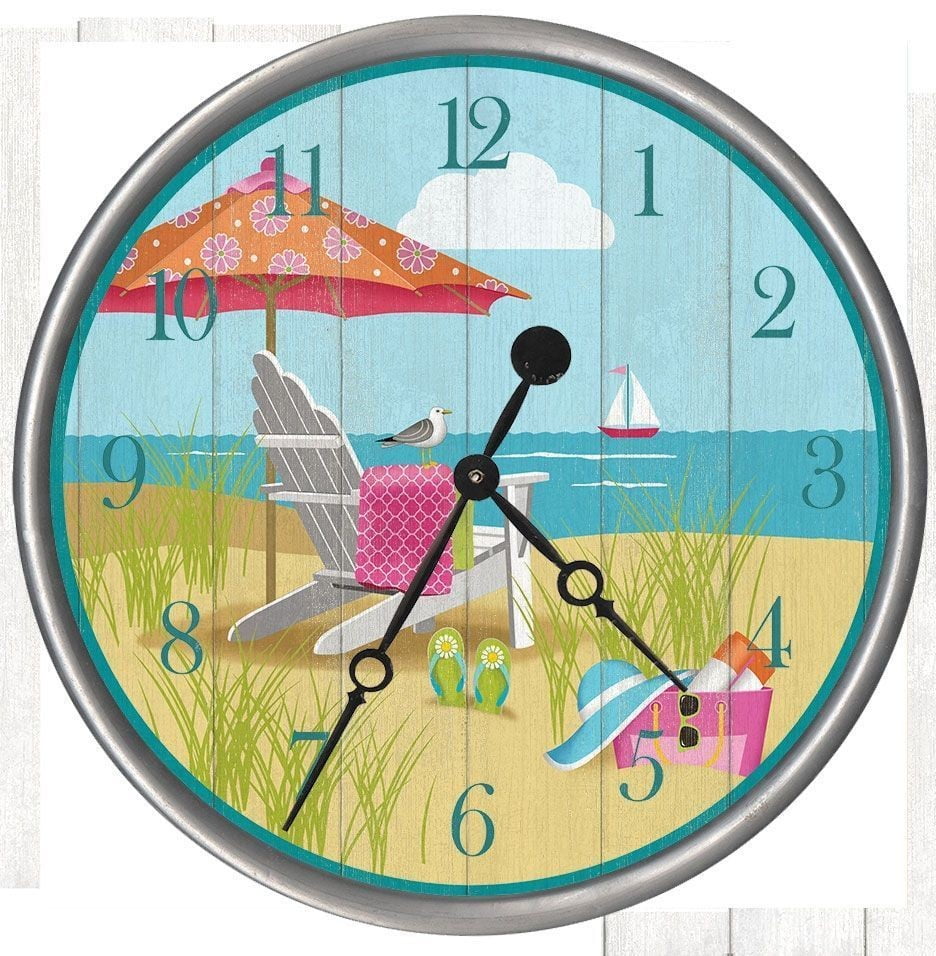 23" Vibrant Day at the Beach Wall Clock - Walmart.com