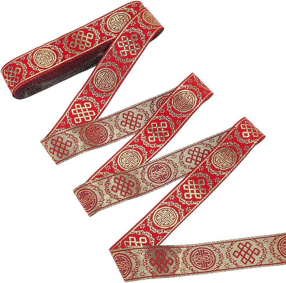 23 Yards Red Vintage Jacquard Ribbon Floral Decorative Trim 1 Inch ...