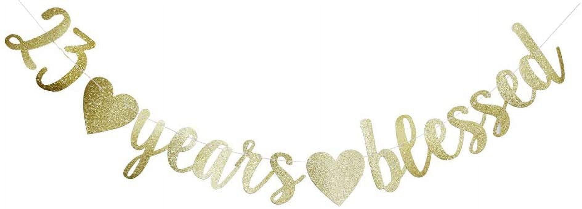 23 Years Blessed Banner, Funny Gold Glitter Sign for 23rd Birthday/Wedding Anniversary Party ...