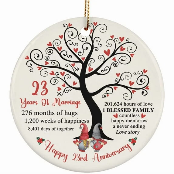 23 Years Love Story Ornament Happy 23rd Anniversary Gnome Couple ...