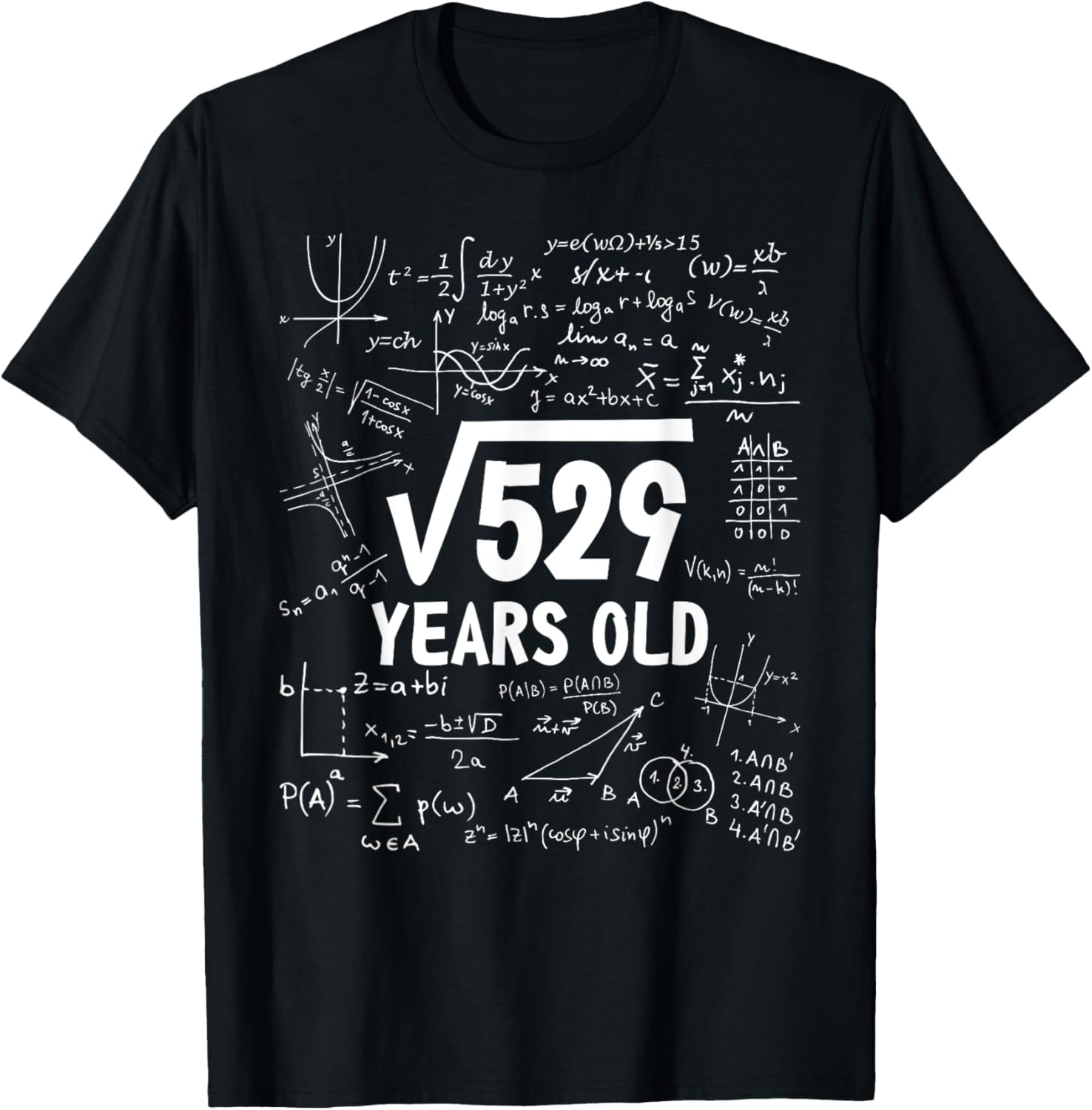 23 Years Old Funny 23rd Birthday Square Root 529 T-ShirtMen and women ...