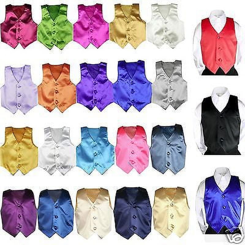23 color Satin Vest only Boys Teens Men Formal Party Graduation Tuxedo ...