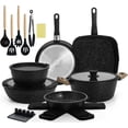 23 count Ceramic Pots and Pans Set, Nonstick Detachable Handle Cookware ...