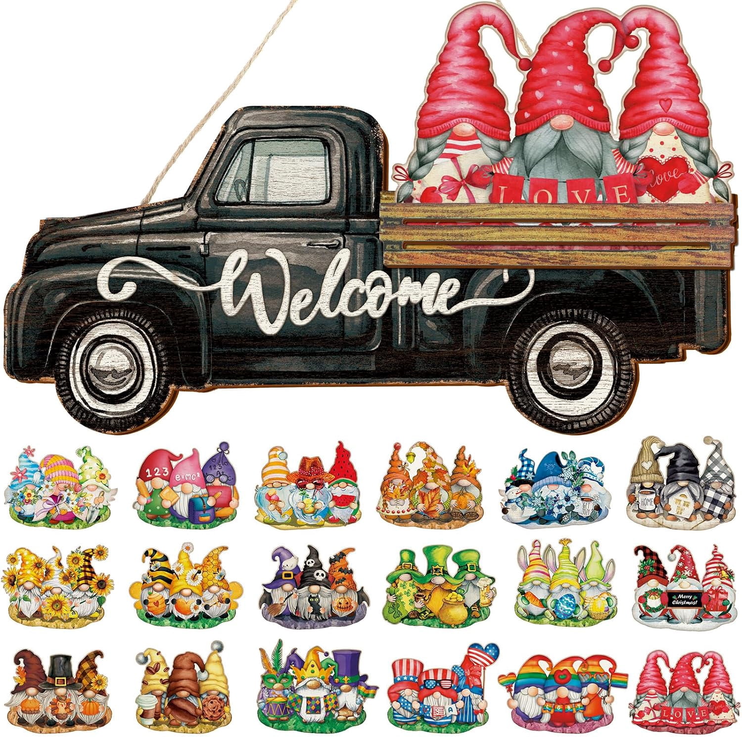 23 count Christmas Interchangeable Welcome Sign Seasonal Wooden Sign ...