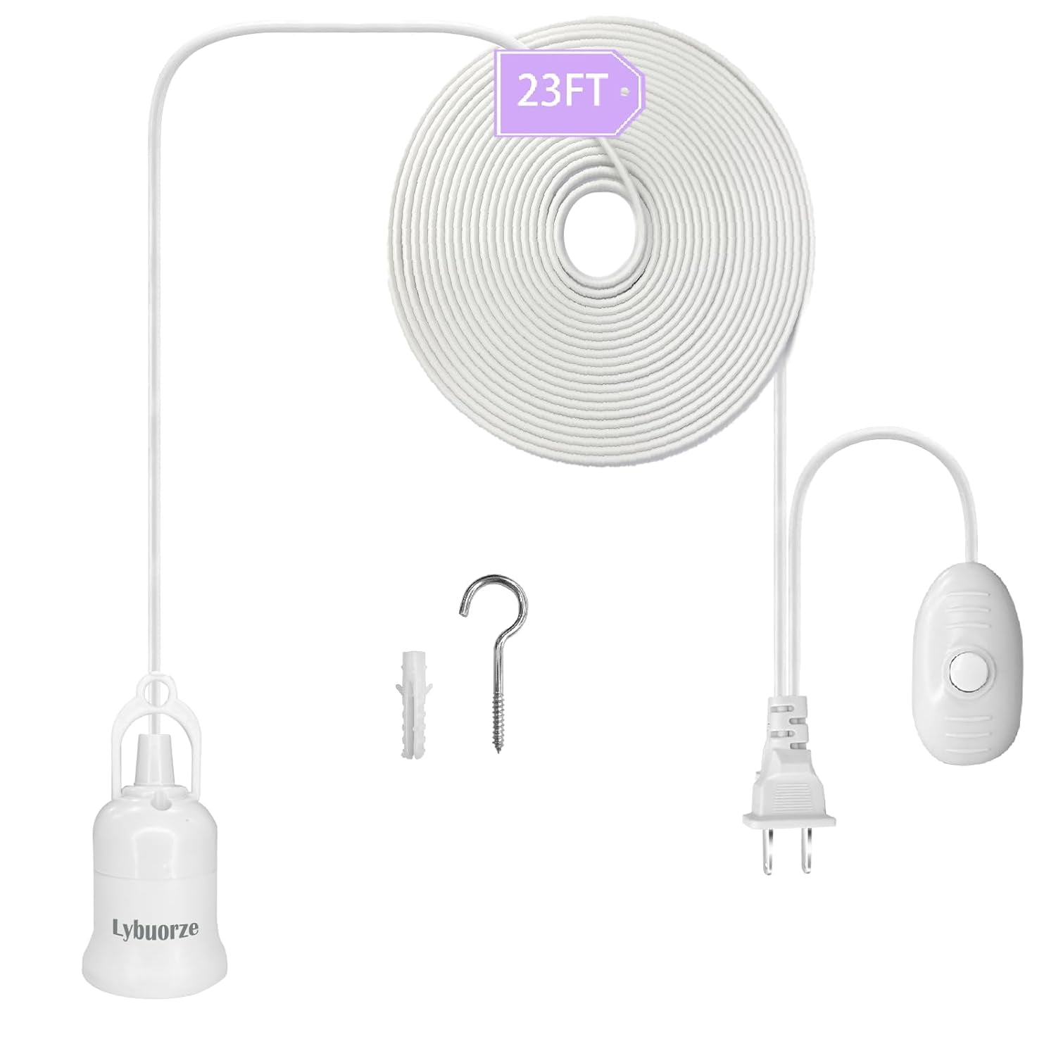 23 ft Extension Hanging Lantern Pendant Light Lamp Cord Cable, Plug in ...