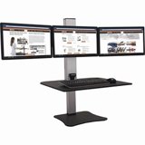 23 in. High Rise Electric Triple Monitor Standing Desk, Black - Walmart.com
