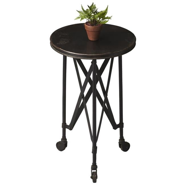 23 in. Industrial Rolling Round End Table, Black - Walmart.com