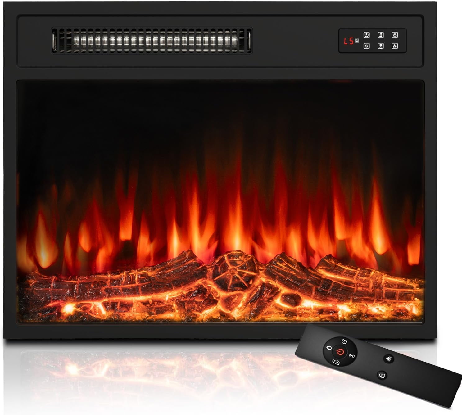 23 inch Electric Fireplace Insert with Stove Heater for TV Stand,LED ...