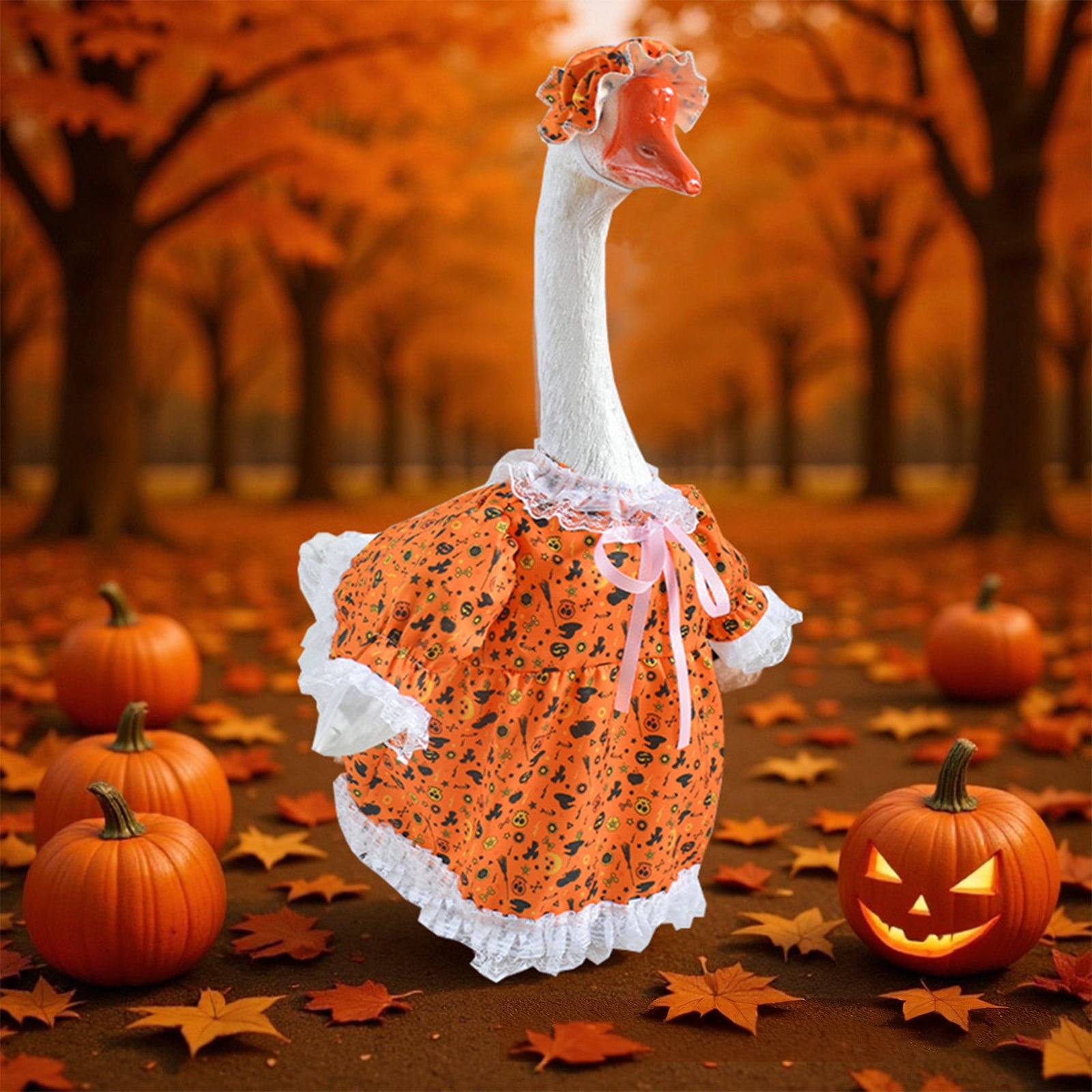 23 inch White Goose Halloween Costume – Pumpkin Print Design for Porch ...