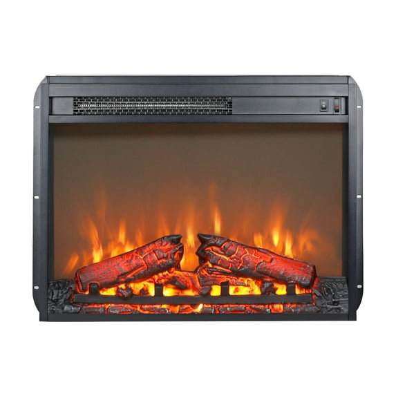 23 inch electric fireplace insert heater with log set & realistic flame ...