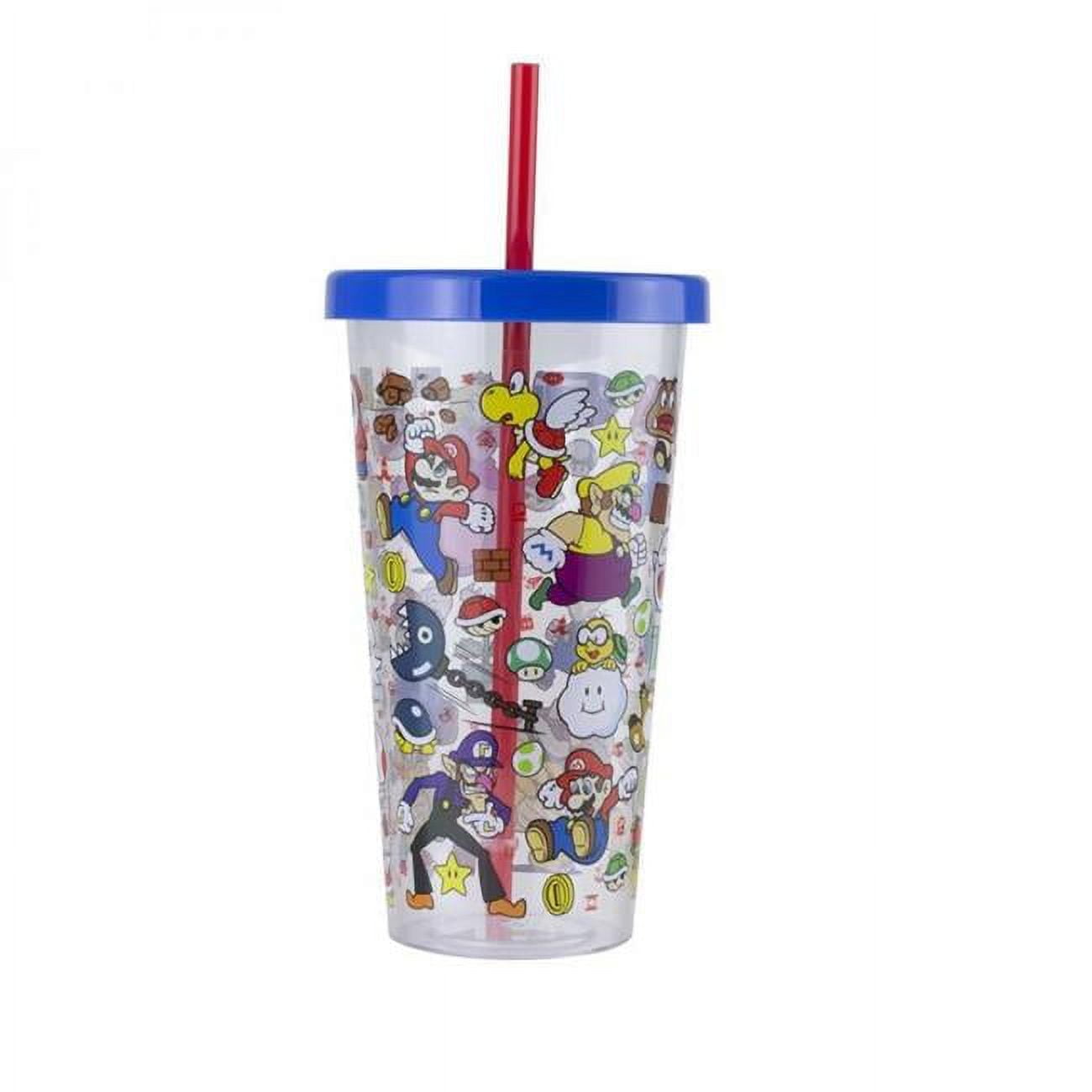 23 oz Super Mario Characters & Power-Ups Cup with Lid & Straw - Walmart.com