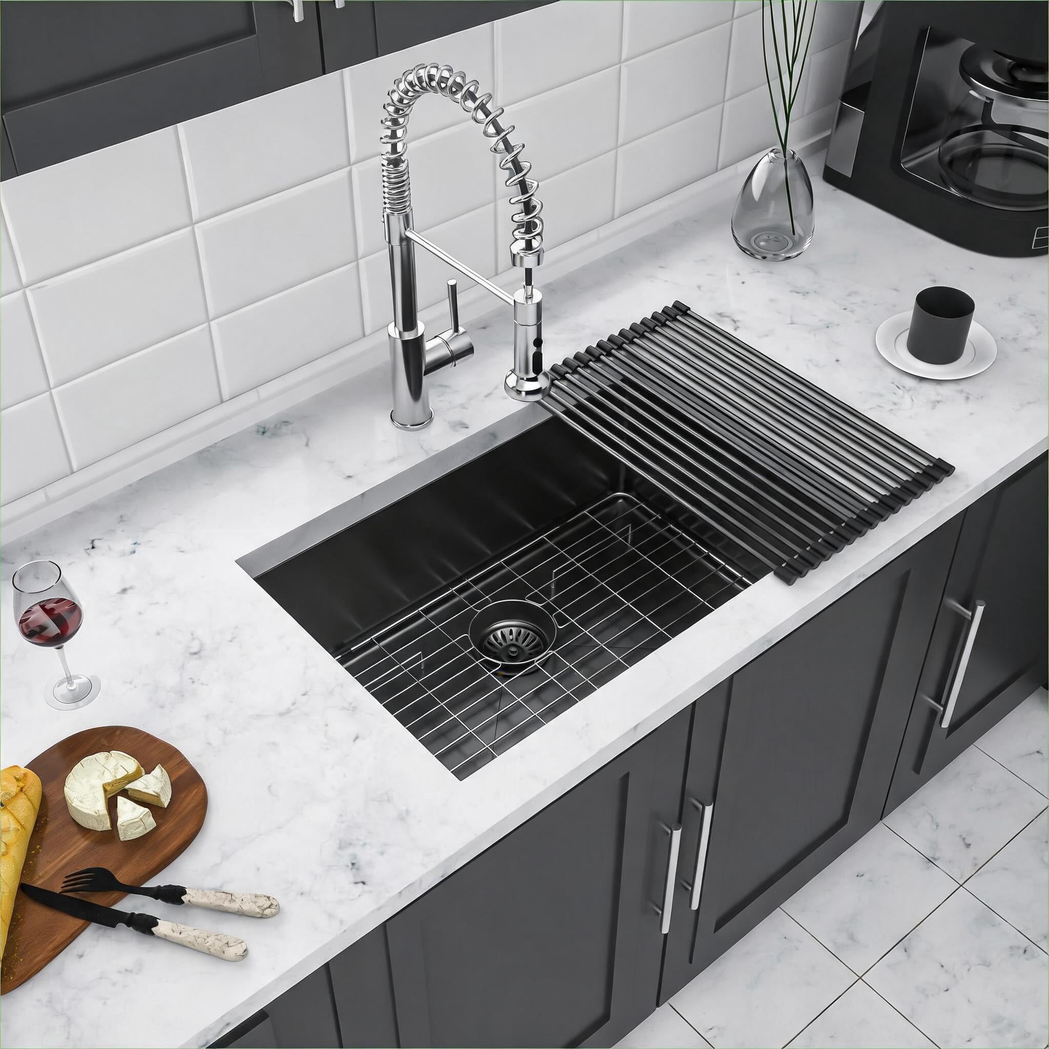 23 x 18 Inch Single Bowl Undermount Kitchen Sink Rectangular Stainless ...