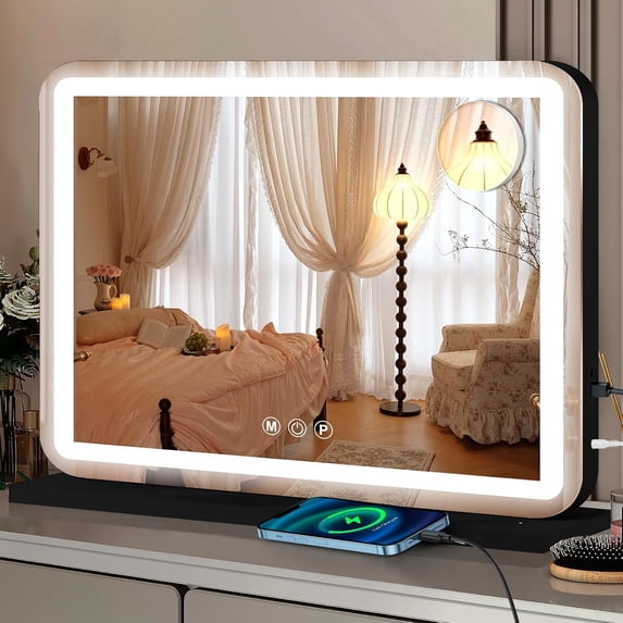 23" x 18" Vanity Mirror with Lights, Led Makeup Mirror, Lighted Makeup ...