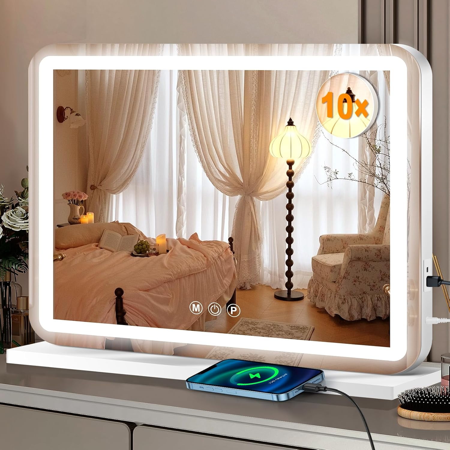 23" x 18" Vanity Mirror with Lights, Led Makeup Mirror, Lighted Makeup ...