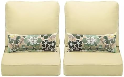 23'' x 25.5'' Outdoor Deep Seat Chair Cushion Set, Olefin Fabric, Slipcover with Sponge Foam ...