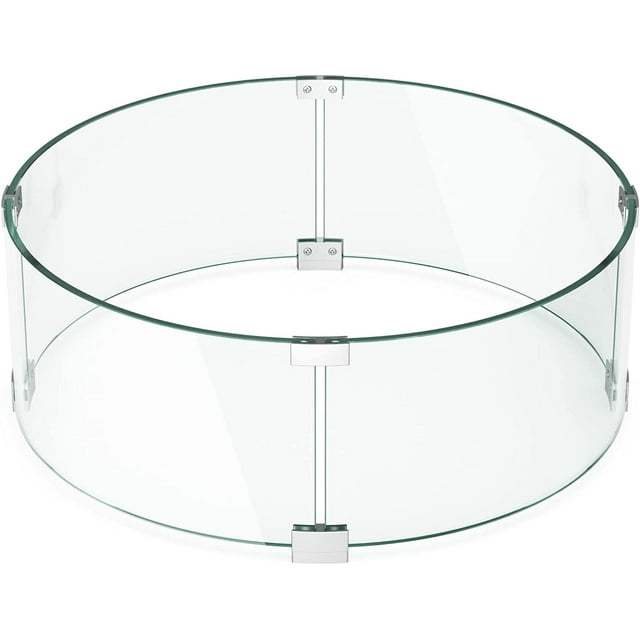 23" x 8" Fire Pit Wind Guard Glass Round, 5/16 inch Thick Tempered ...