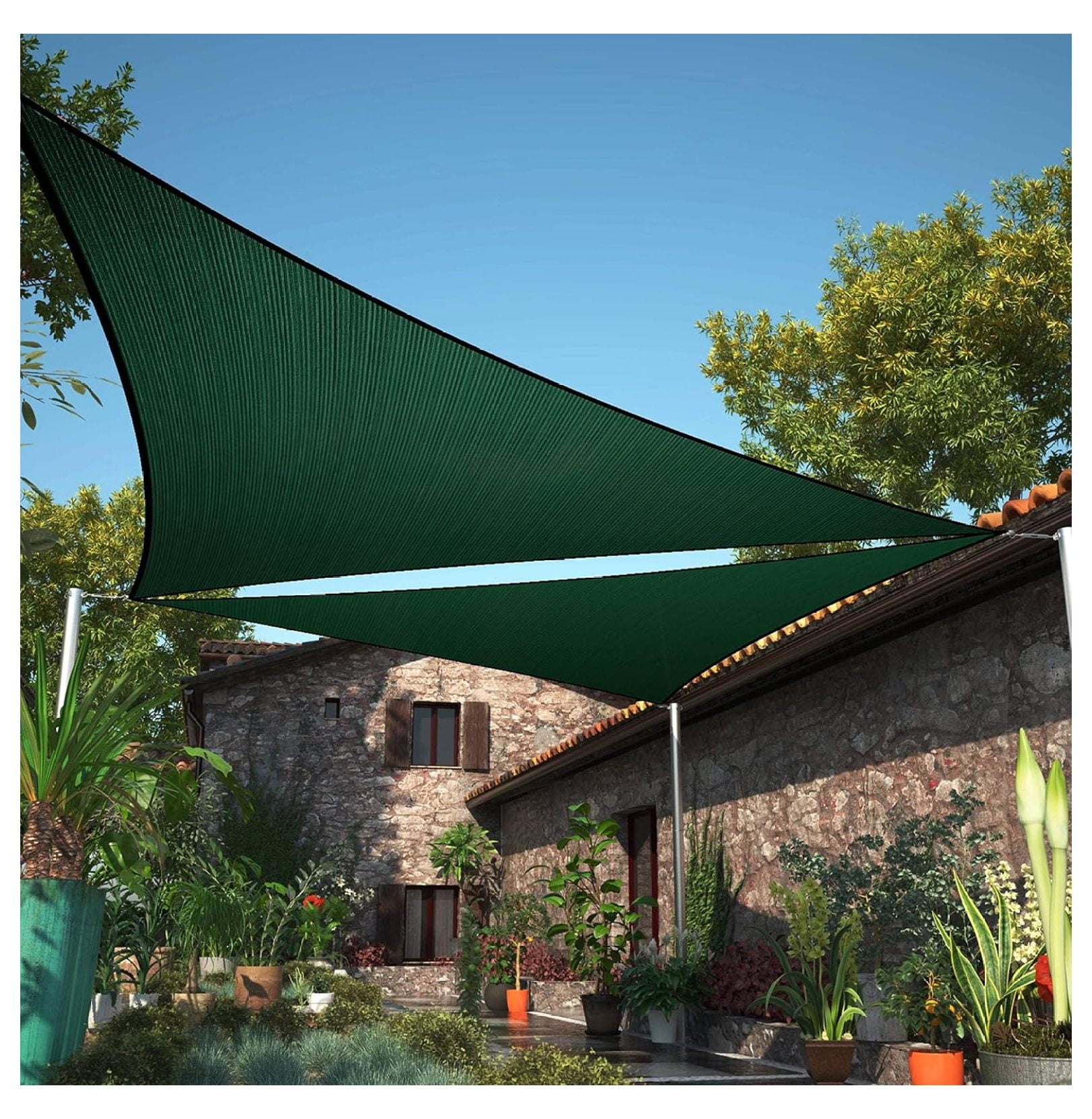 23' x 23' x 23' Green Sun Shade Sail UPF50 Triangle SMTAPT32 Canopy ...