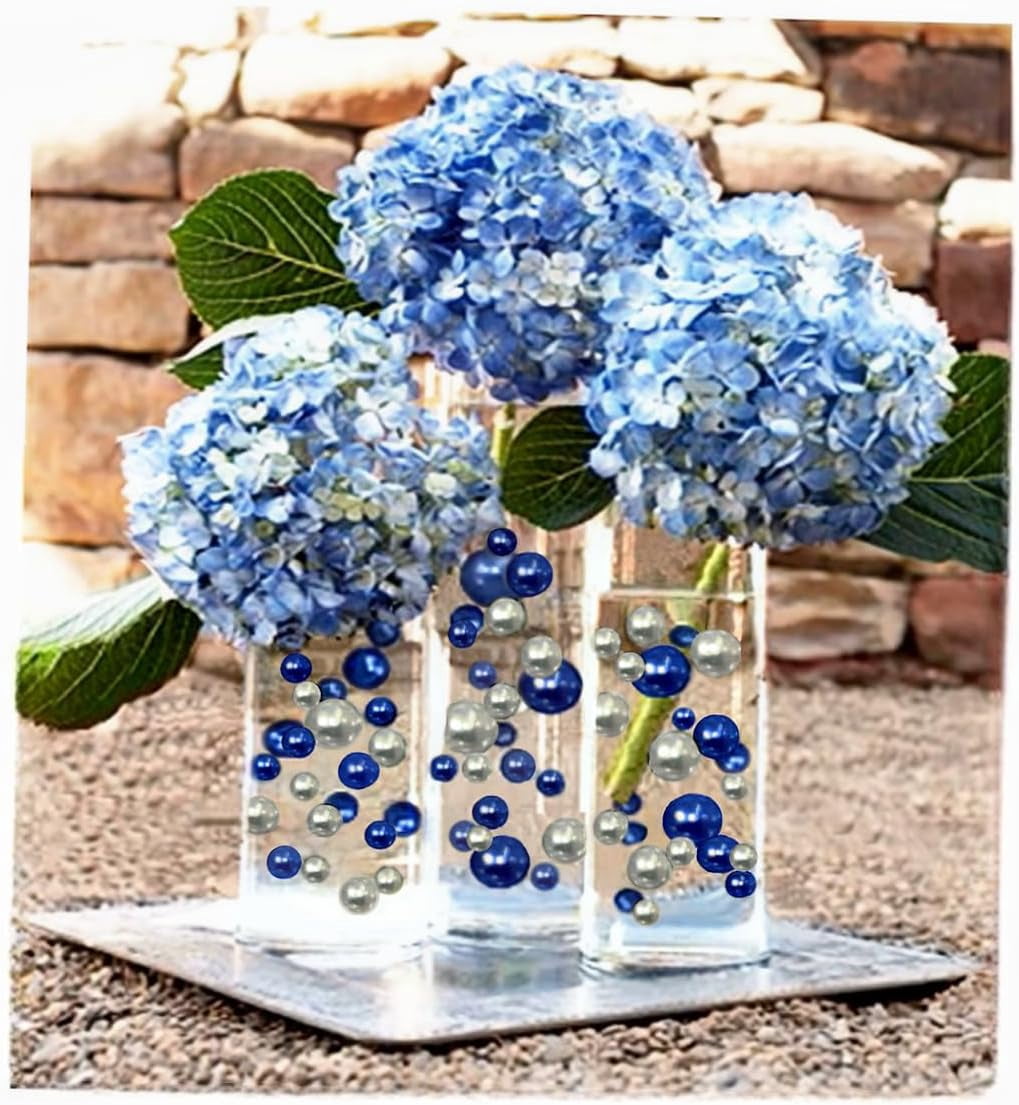 230 Floating Royal Blue/Navy Pearls & Glitter Silver Pearls-Fills 4 ...