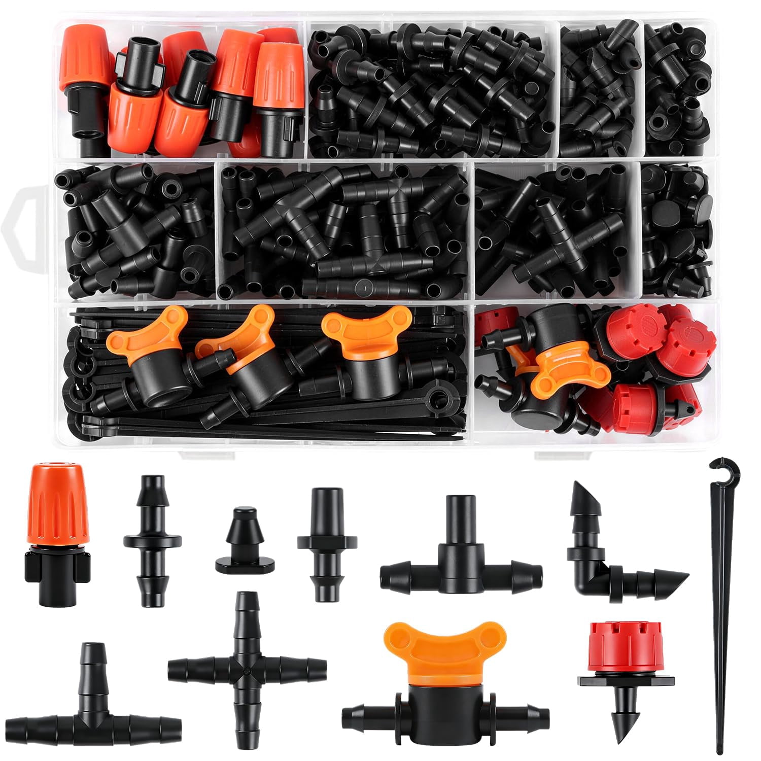 230 Pcs 1/4 Inch Drip Irrigation Fittings Kit, 1/4" Dripline Complete ...