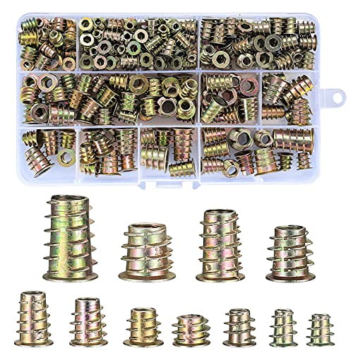 230 Pcs Threaded Inserts Nuts Assortment Tool Kit - 11 Sizes Metric M4/M5/M6/M8/M10 Hex Socket ...