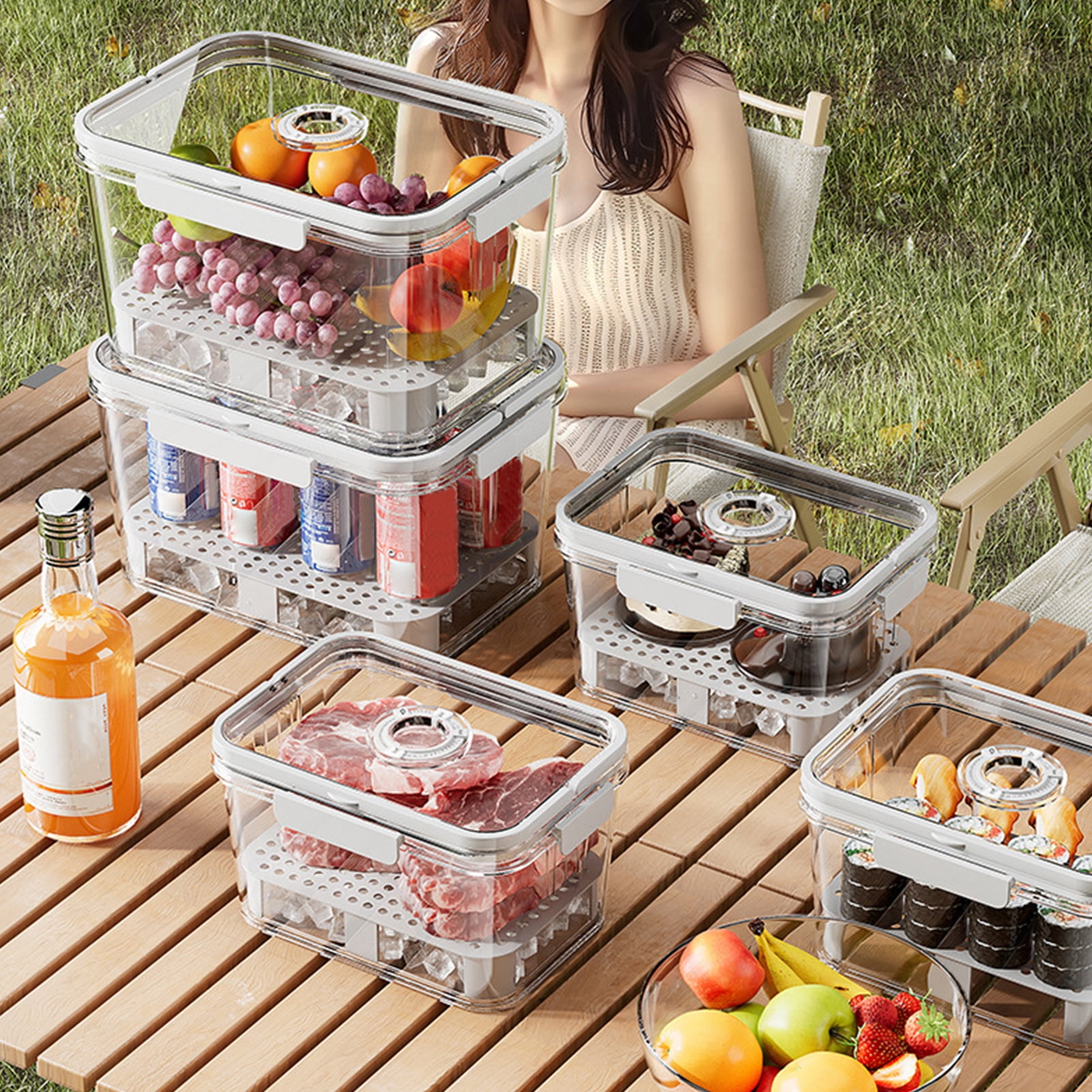 2300/5500ML Airtight Crisper Box with Time Recording Disk Reusable Food ...