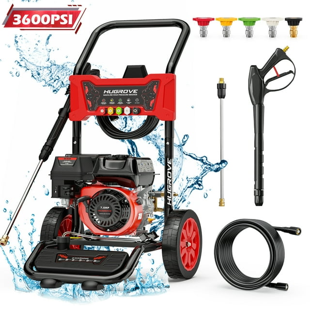 Seizeen Pressure Washer Gas Powered, 3600 PSI Power Washer w/Buil-in ...