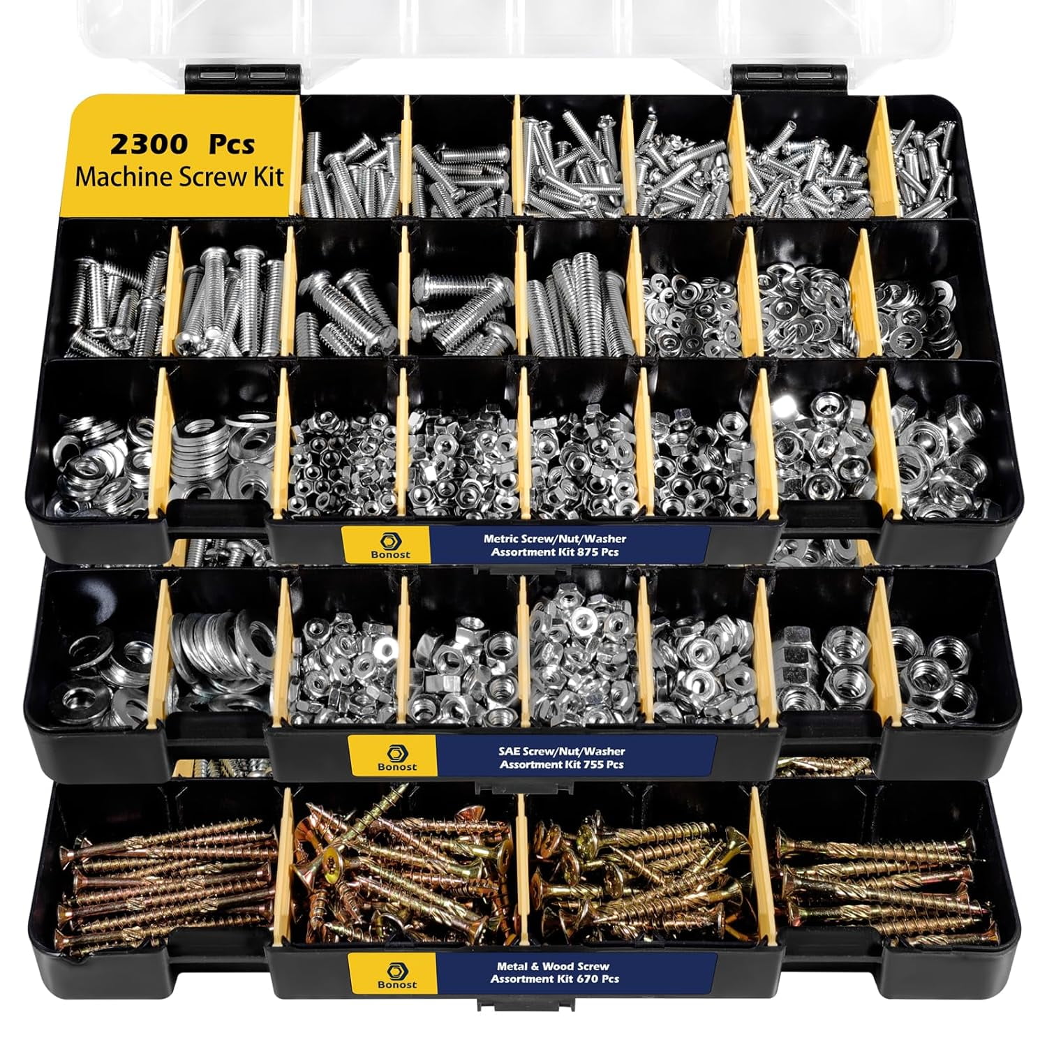 2300 Pieces Hardware Assortment Kit - Metric & SAE Machine Screw ...