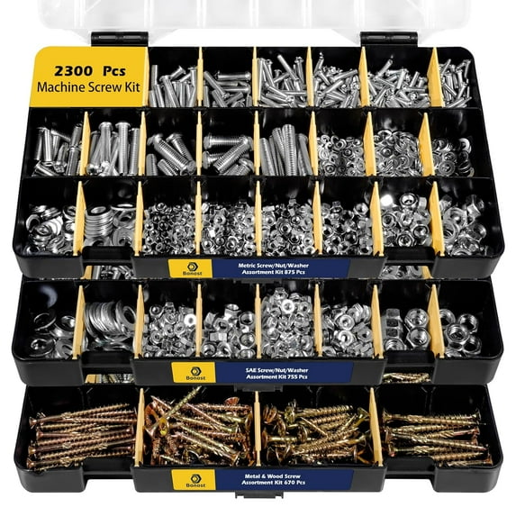 2300 Pieces Hardware Assortment Kit - Metric & SAE Machine Screw ...