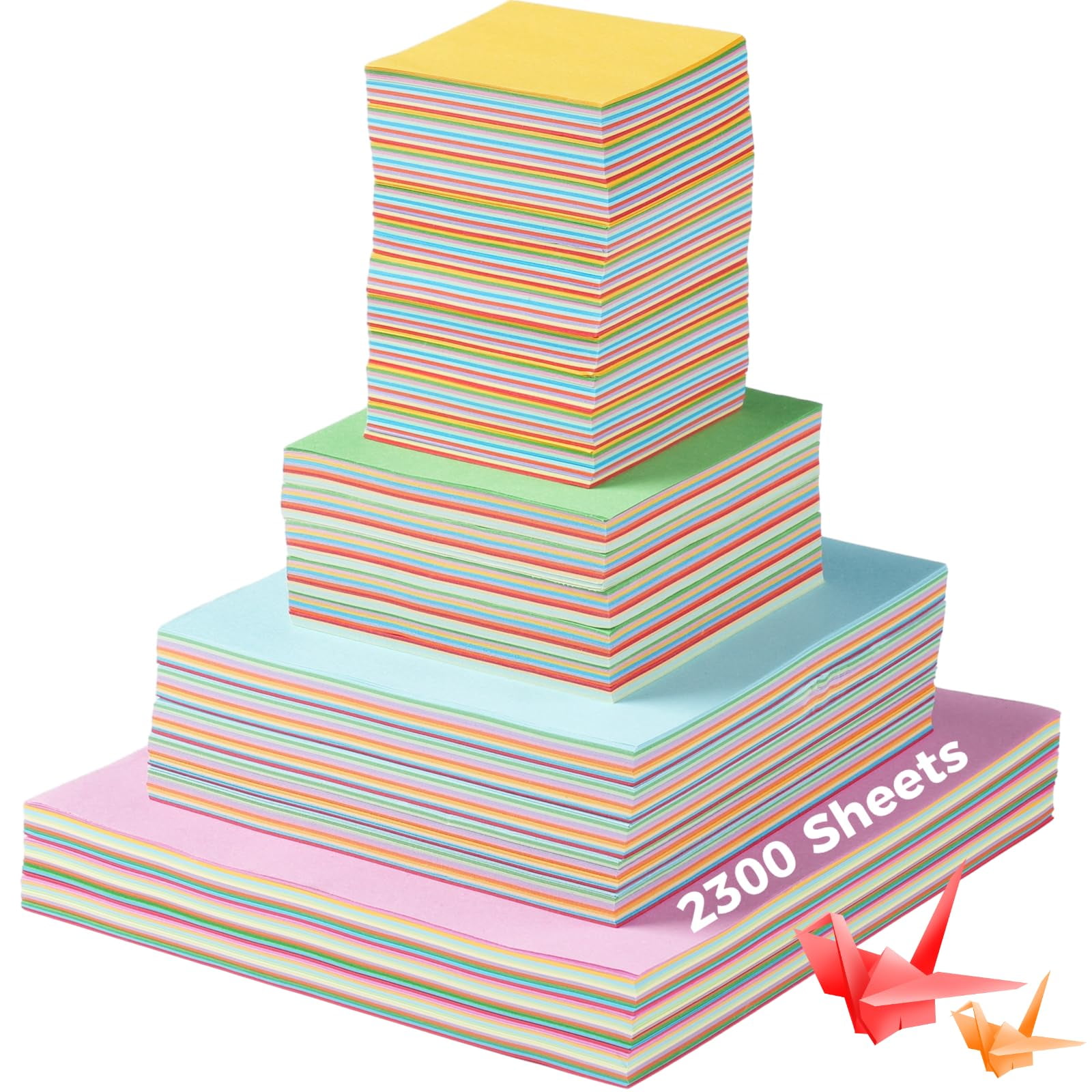 2300 Sheets Oragami Paper, Easy Fold Colored Craft Paper, Double Sided ...