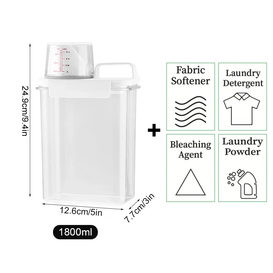 2300Ml Detergent Powder Storage Box Refillable Airtight Laundry ...